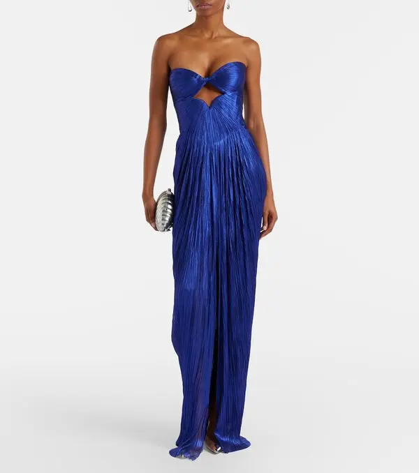 MARIA LUCIA HOHAN Stephanie Silk Tulle Bustier Gown In Galaxy - Blue