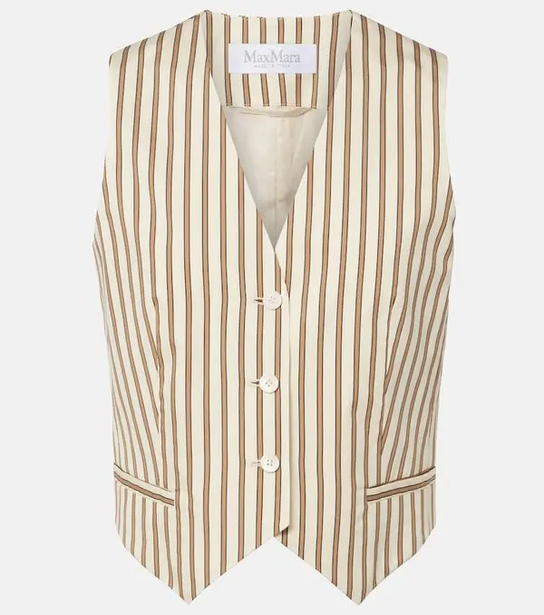 Max Mara Fauno Striped Cotton And Silk Vest - White