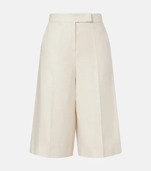 Max Mara Kaki Linen Wide-leg Bermuda Shorts - White