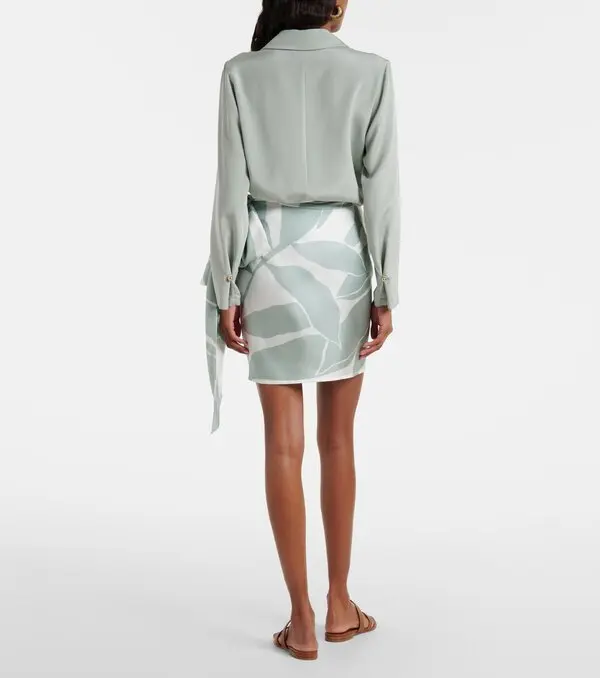 Max Mara Strano Printed Silk Twill Miniskirt - White
