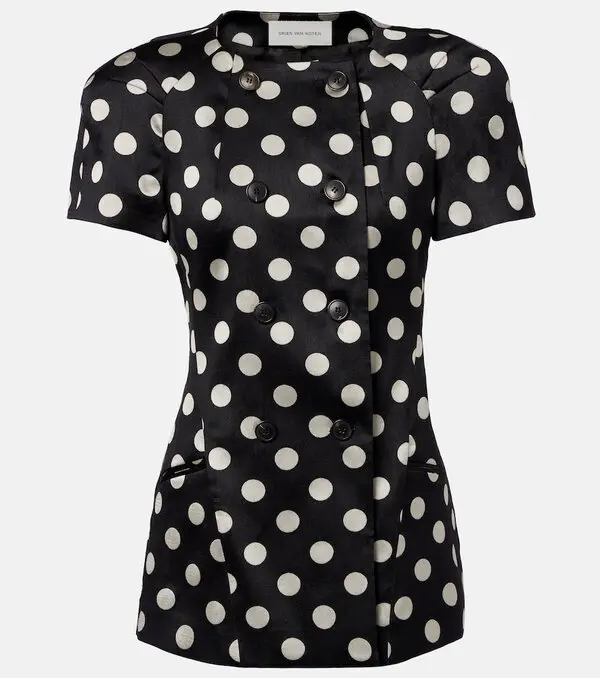 Dries Van Noten Polka-dot Double-breasted Blazer - Black