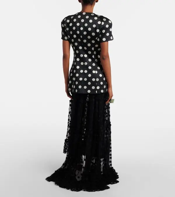 Dries Van Noten Polka-dot Asymmetric Maxi Skirt - Black