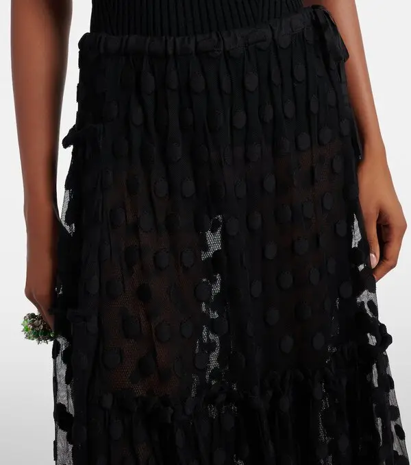 Dries Van Noten Polka-dot Asymmetric Maxi Skirt - Black