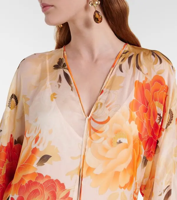 Max Mara Angus Floral Silk Chiffon Maxi Dress - Pink