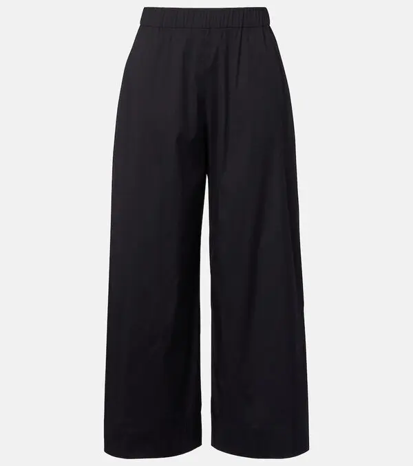Max Mara Pece Cropped Cotton-blend Wide-leg Pants - Black