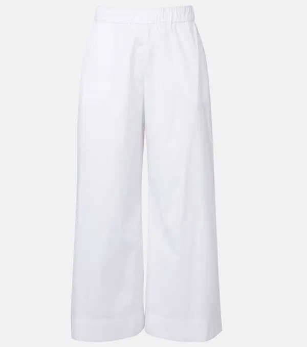Max Mara Pece Cropped Cotton-blend Wide-leg Pants - White