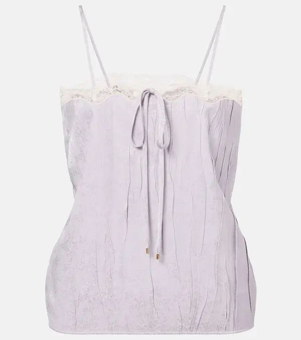 Chloé Lace-trimmed Silk Top - Grey