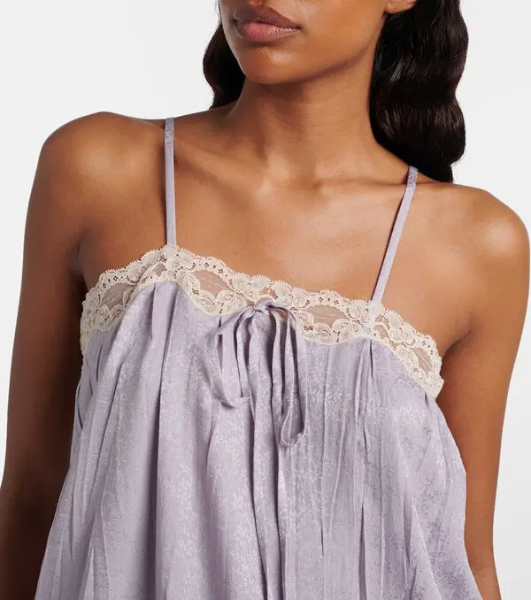 Chloé Lace-trimmed Silk Top - Grey