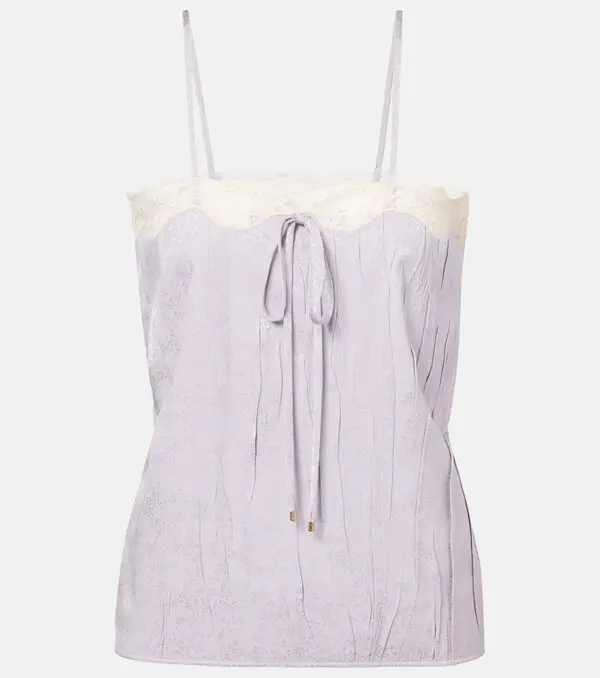 Chloé Lace-trimmed Silk Top - Grey