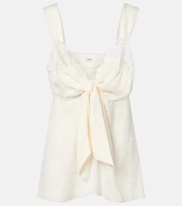 Chloé Lace-trimmed Silk Camisole - White
