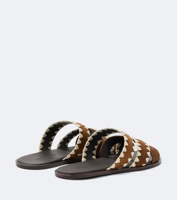 Manolo Blahnik Nello Suede Slides - Brown