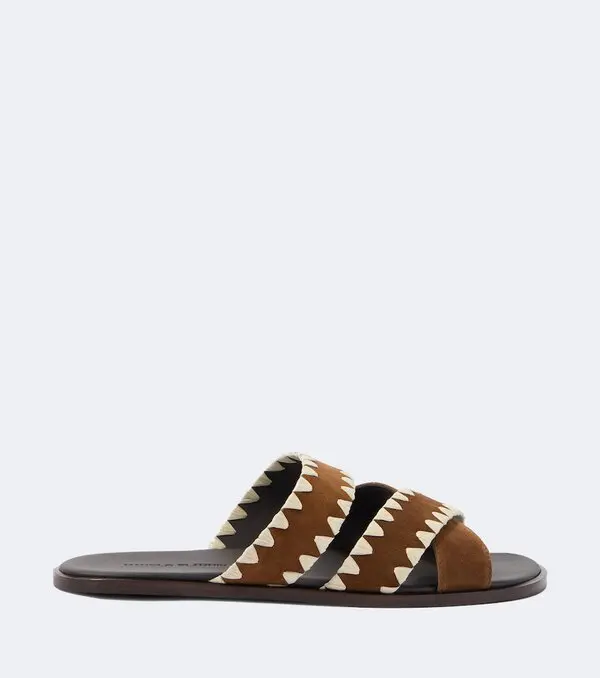 Manolo Blahnik Nello Suede Slides - Brown