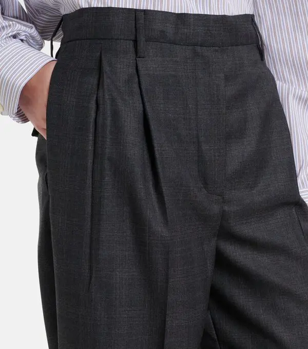 Prada Checked Wool Wide-leg Pants