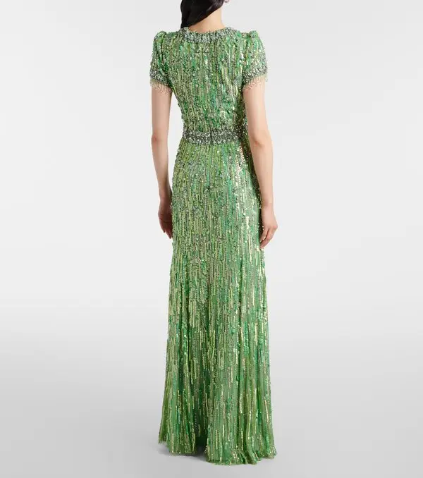 Jenny Packham Roxy Embellished Gown - Green