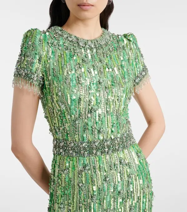 Jenny Packham Roxy Embellished Gown - Green