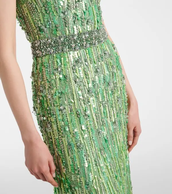 Jenny Packham Roxy Embellished Gown - Green