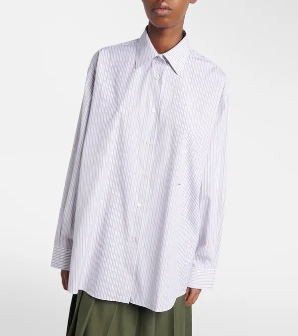 Prada Striped Oversized Cotton Poplin Shirt