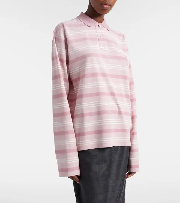Prada Striped Cotton Piqué Polo Shirt - Pink
