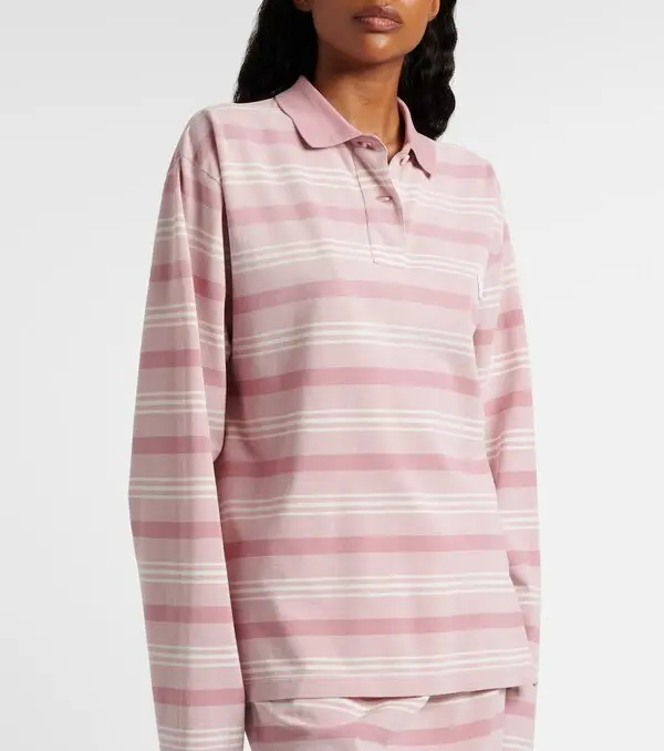 Prada Striped Cotton Piqué Polo Shirt - Pink