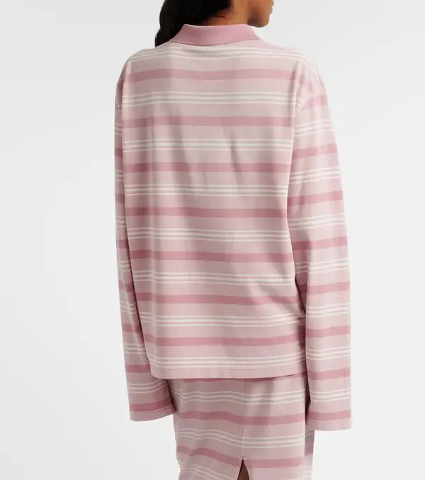Prada Striped Cotton Piqué Polo Shirt - Pink