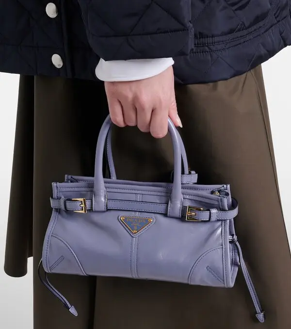 Prada Bonnie Mini Leather Top Handle Bag - Blue
