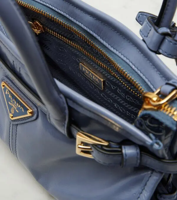 Prada Bonnie Mini Leather Top Handle Bag - Blue