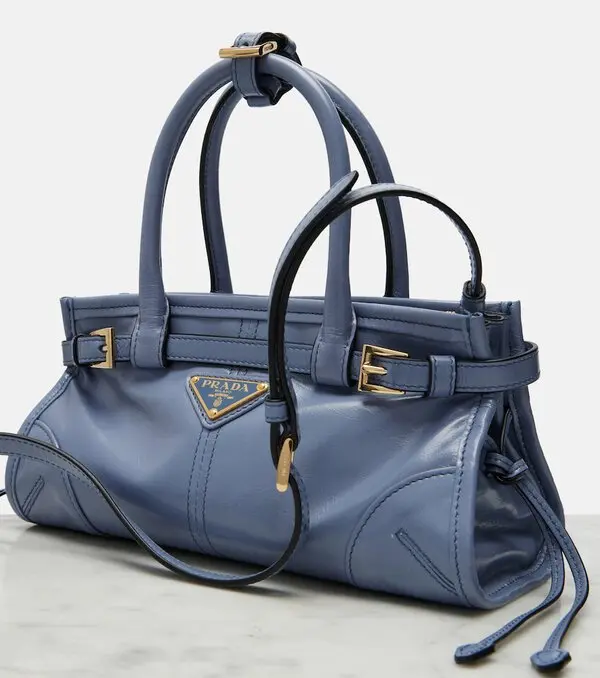 Prada Bonnie Mini Leather Top Handle Bag - Blue