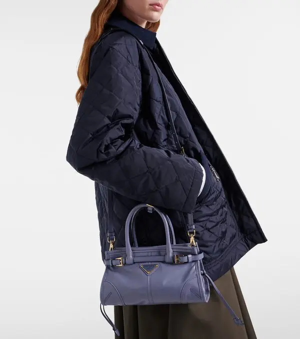 Prada Bonnie Mini Leather Top Handle Bag - Blue