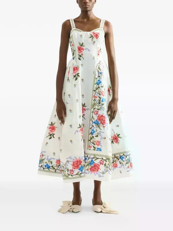 Erdem Faille Floral Bustier Dress