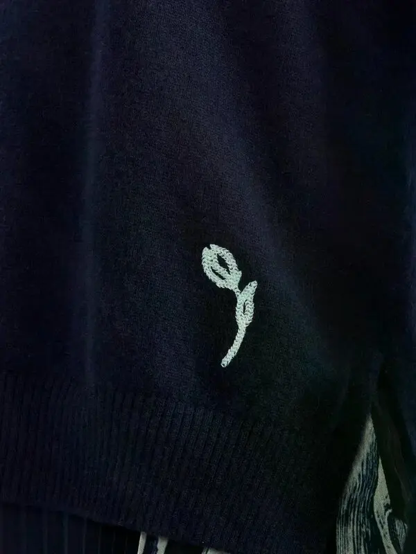 Erdem Embroidered Crew-neck Sweater - Blue