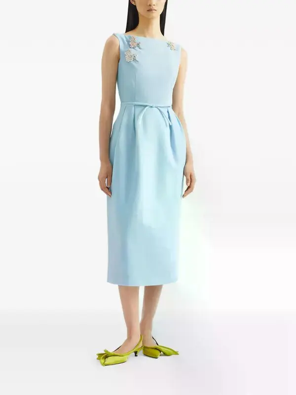 Erdem Pencil Midi Dress With Floral Embellishments