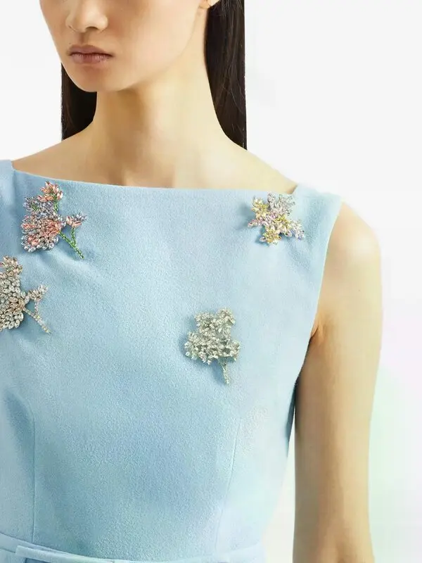 Erdem Pencil Midi Dress With Floral Embellishments