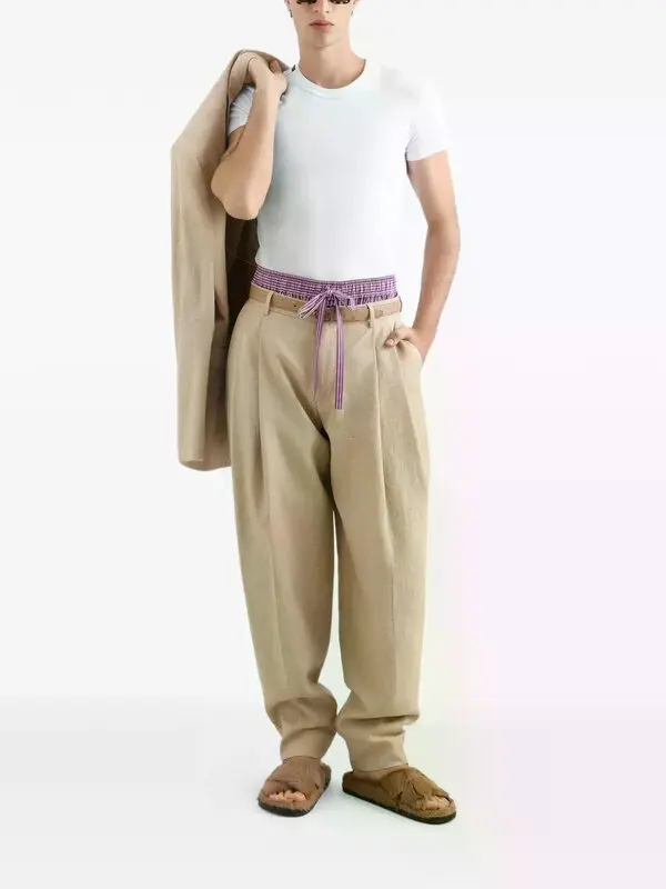 Dolce & Gabbana Hemp And Silk Trousers With Tweed Effect - Neutrals