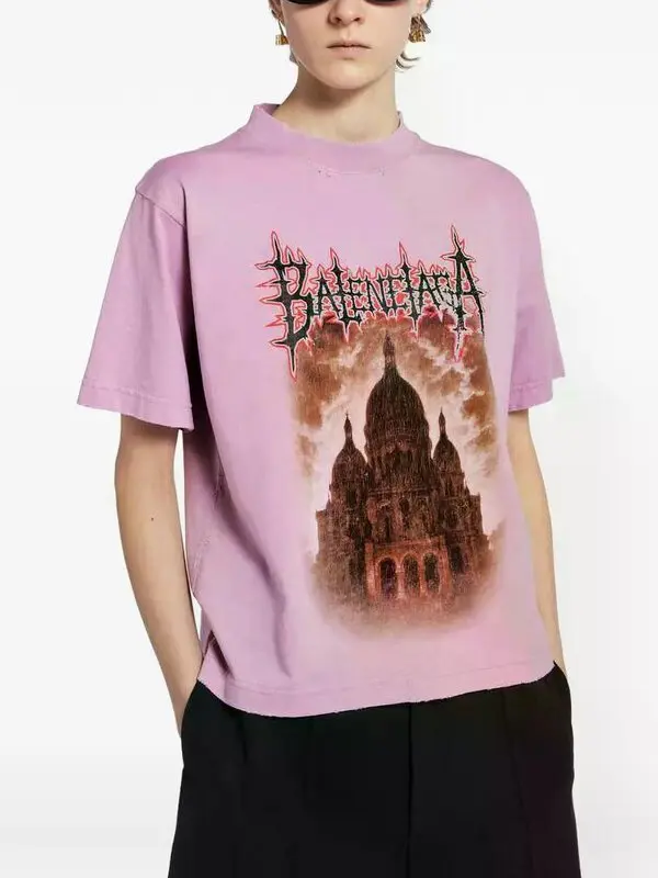 Balenciaga Sacré Cœur Crew Neck T-shirt - Pink