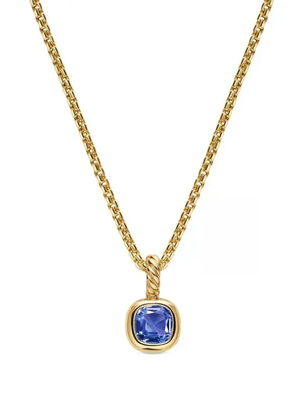 David Yurman Mini Cushion Cut Tanzanite Amulet - Gold