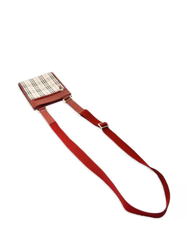 Burberry Checked Shoulder Bag - Red