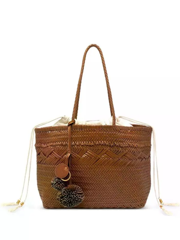 GIANNI CHIARINI Paloma Drawstring Woven Tote Bag - Brown
