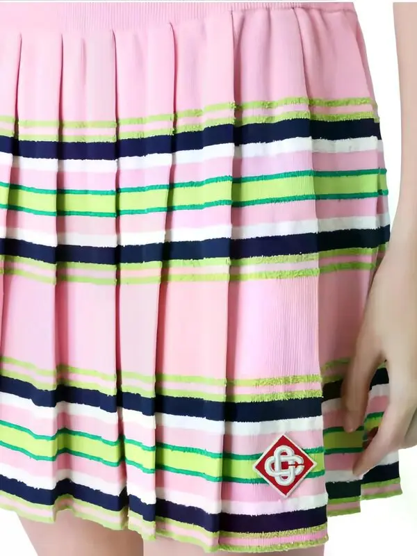 Casablanca Striped Pleated Mini Skirt - Pink