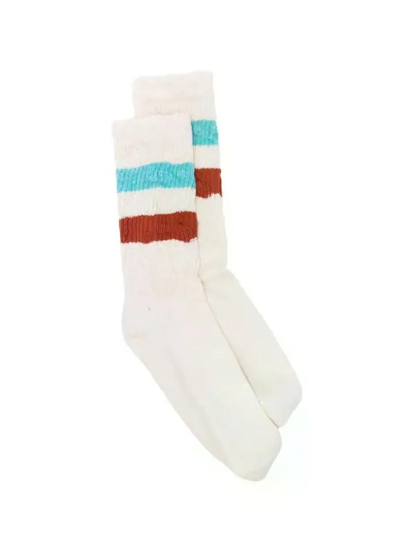 GOLDEN GOOSE Striped Cotton Socks - Neutrals