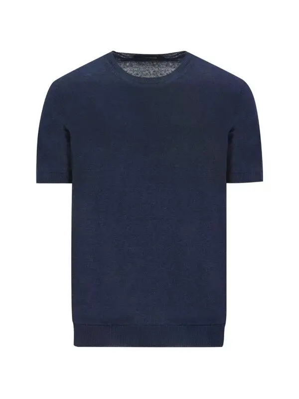 Tagliatore Josh Ribbed-trim T-shirt - Blue