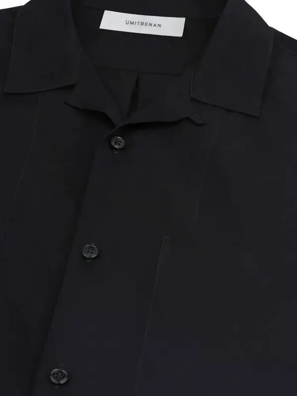 UMIT BENAN Havana Short-sleeve Pocket-detail Silk Shirt - Black