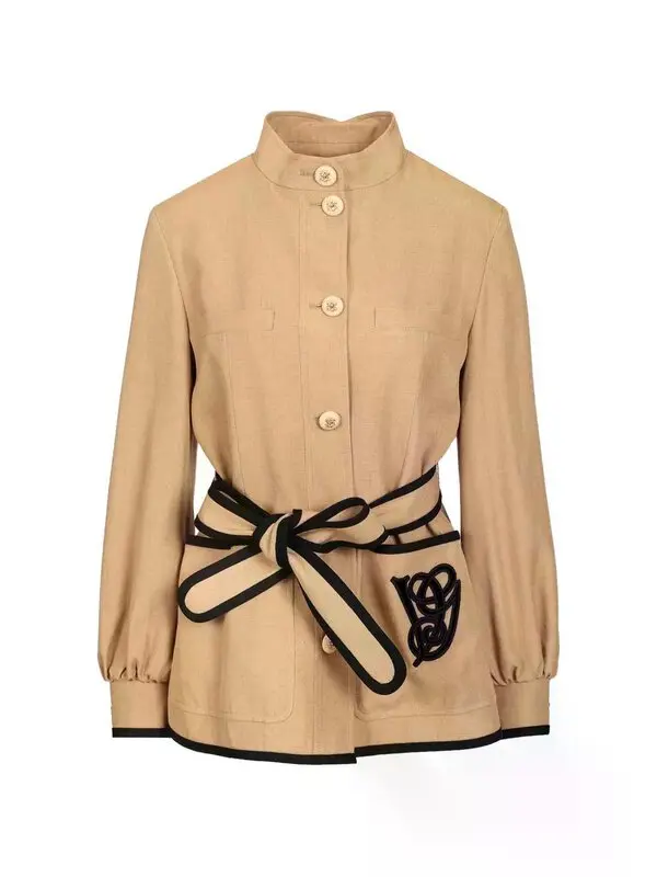 Valentino Garavani Belted Embroidered Jacket - Neutrals
