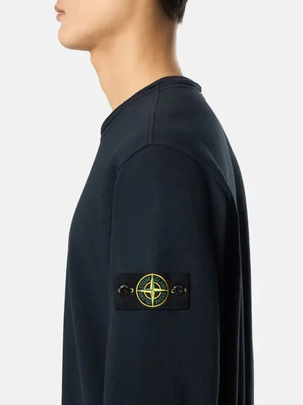 Stone Island Crew Neck Sweatshirt With Logo - Blue