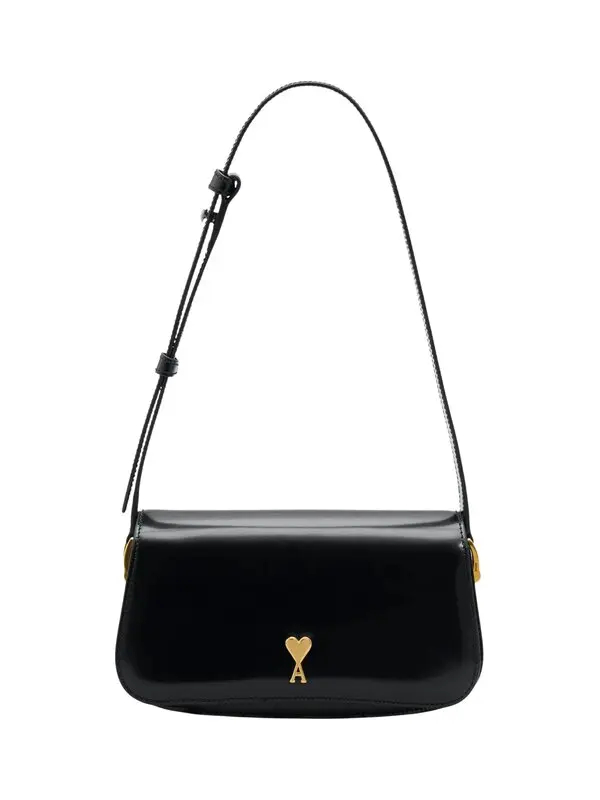Ami Paris Paris Leather Shoulder Bag - Black