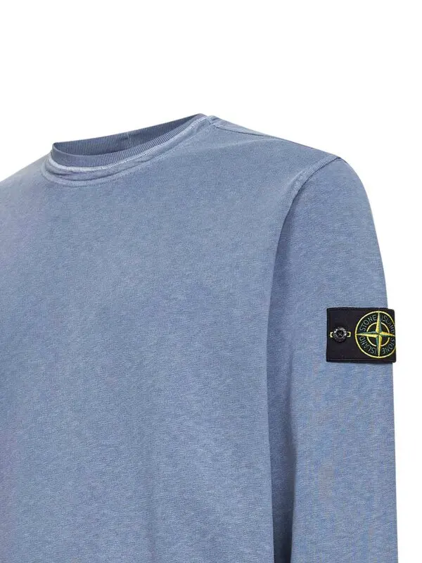 Stone Island Crew Neck Sweater With Logo - Blue