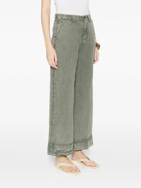 WHITE SAND Linen Wide Leg Trousers - Grey
