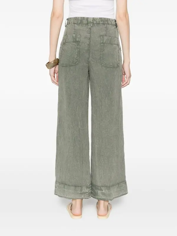 WHITE SAND Linen Wide Leg Trousers - Grey