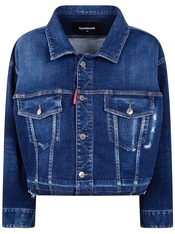Dsquared2 Cropped Denim Jacket - Blue