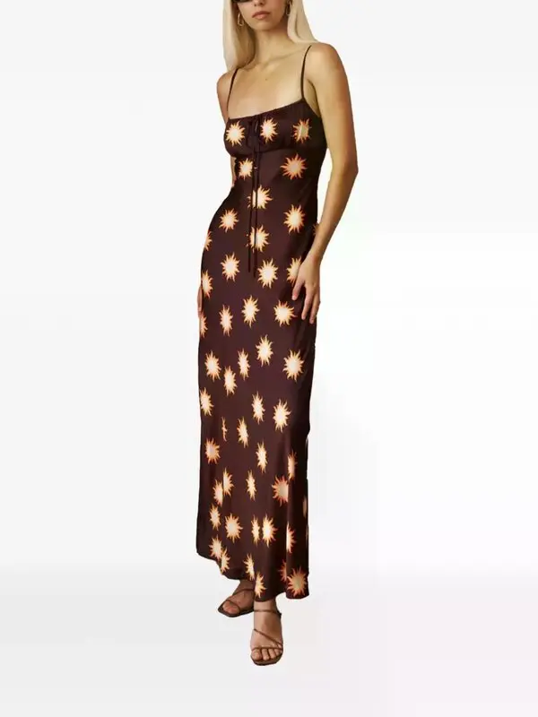 LESLIE AMON Sun Print Maxi Dress
