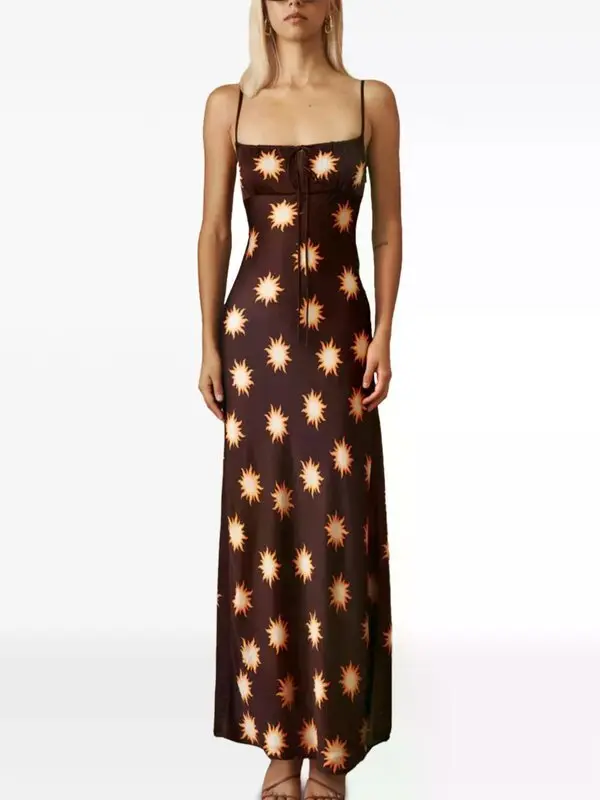 LESLIE AMON Sun Print Maxi Dress